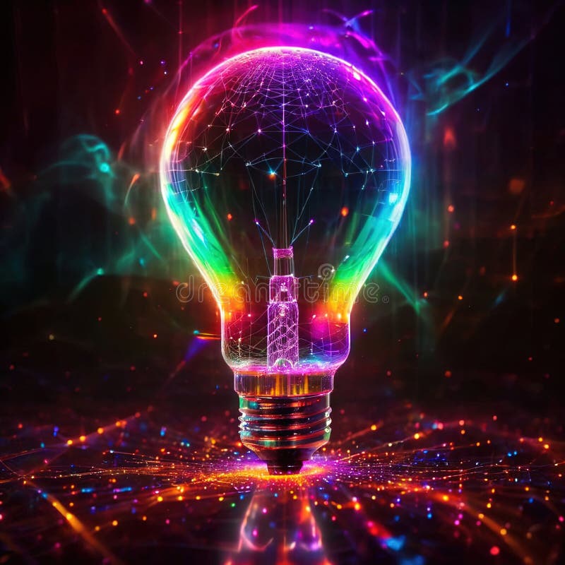 Idea Creative Inspiration Shown with Digital Lightbulb with Artificial ...
