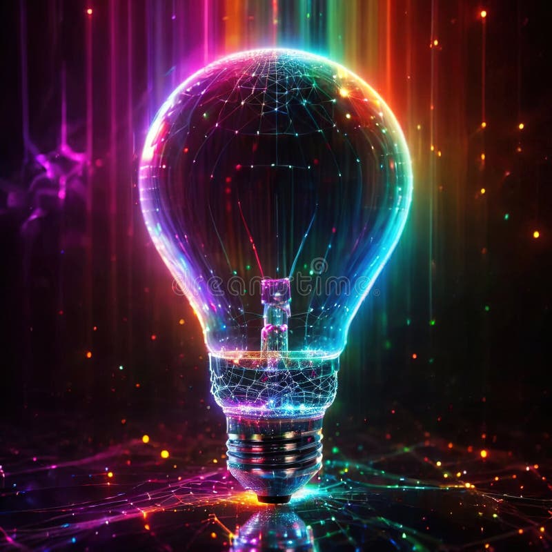 Idea Creative Inspiration Shown with Digital Lightbulb with Artificial ...