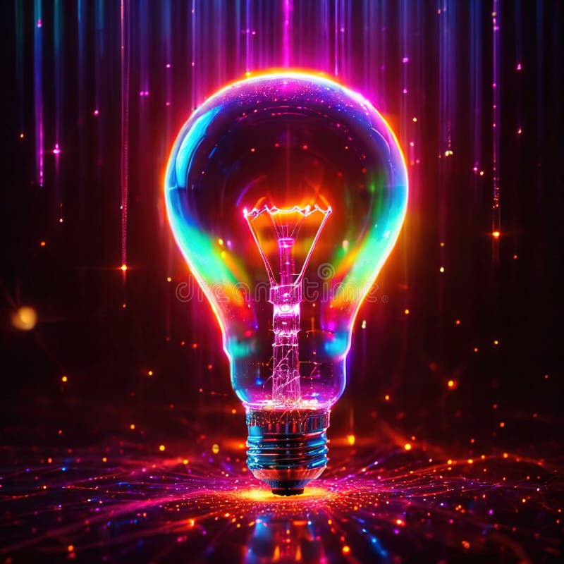 Idea Creative Inspiration Shown with Digital Lightbulb with Artificial ...