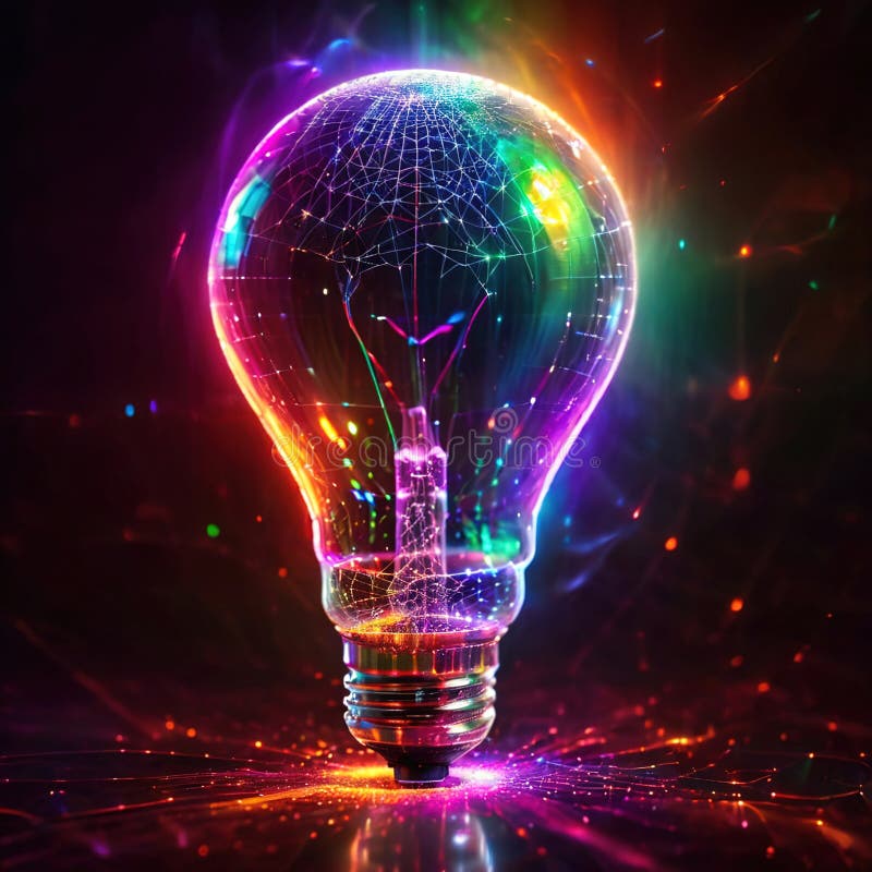 Idea Creative Inspiration Shown with Digital Lightbulb with Artificial ...