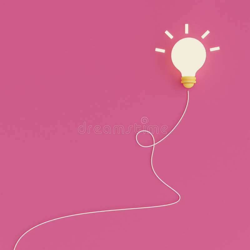 Idea and Creativity Concept with Light Bulb on Pink Background .Minimal ...