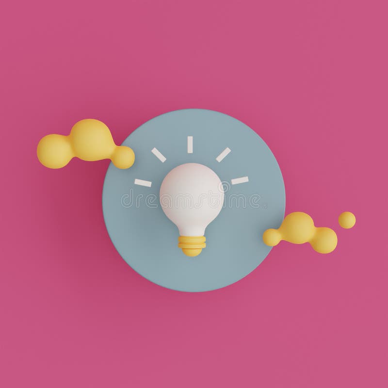Idea and Creativity Concept with Light Bulb on Pink Background .Minimal ...