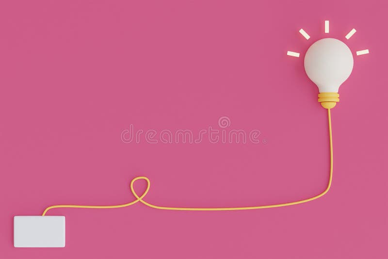 Idea and Creativity Concept with Light Bulb on Pink Background .Minimal ...