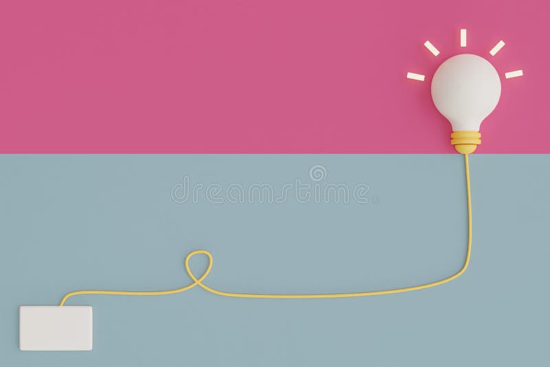 Idea and Creativity Concept with Light Bulb on Pink Background .Minimal ...