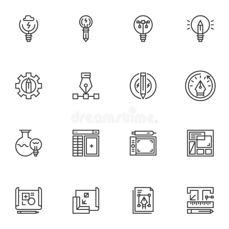 Creativity and Design Vector Icons Set Stock Vector - Illustration of ...