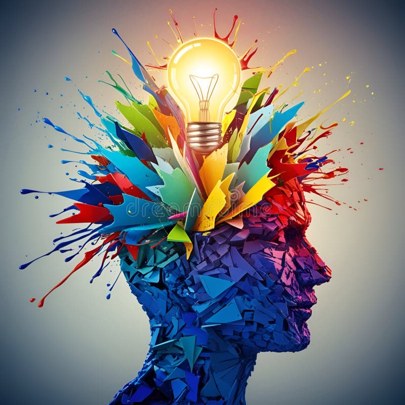 Concept Creative Idea and Innovation Abstract Colourful Human Head with ...