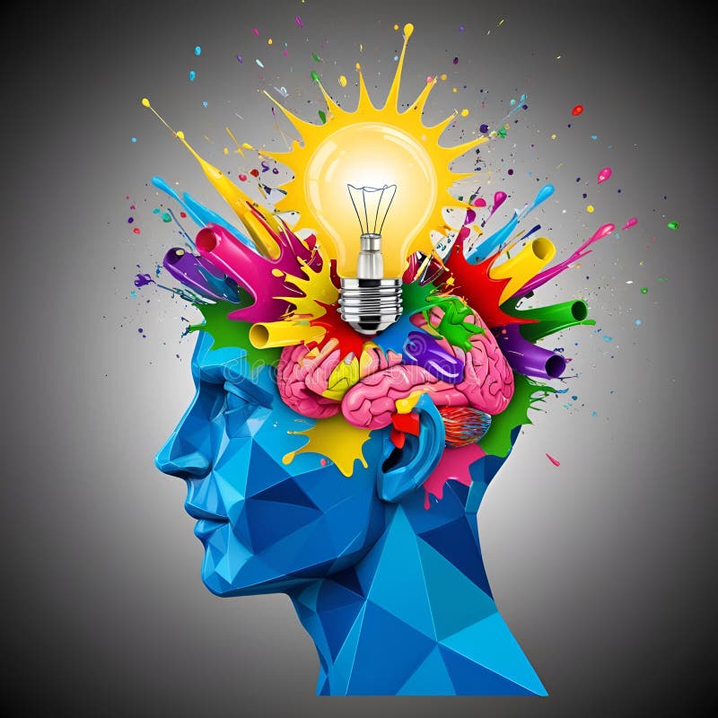 Concept Creative Idea and Innovation Abstract Colourful Human Head with ...