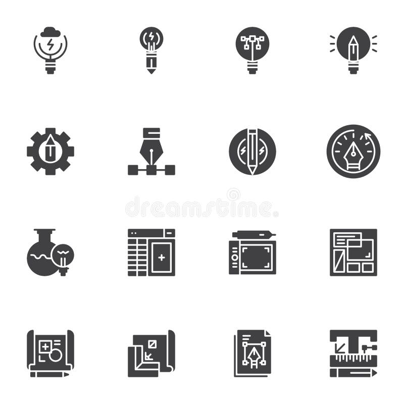 Idea and Creativity Vector Icons Set Stock Vector - Illustration of ...