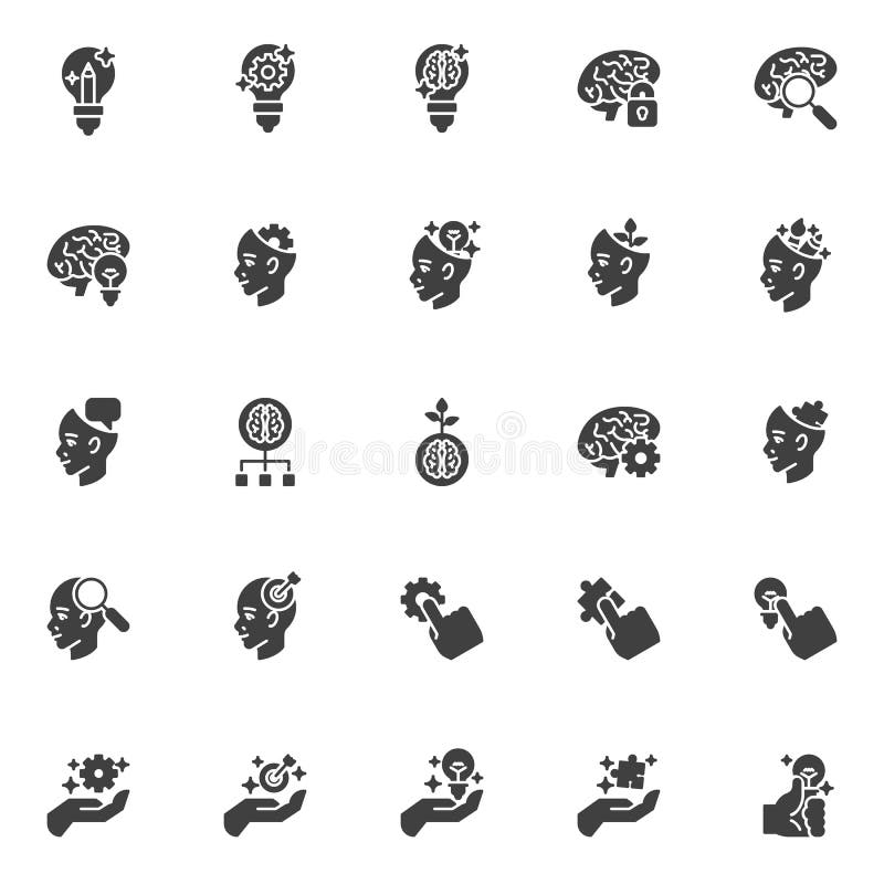 Idea Creativity Vector Icons Set Stock Vector - Illustration of ...