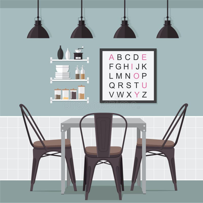 Idea del comedor ilustración del vector. Ilustración de plano - 70934136