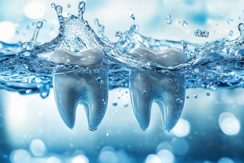 The Idea of Dental Care Represented by Swirling Water and a Tooth Stock ...
