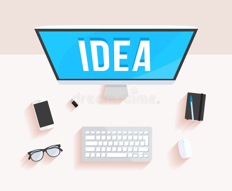 Idea Desktop Computer stock vector. Illustration of lightbulb - 202618728