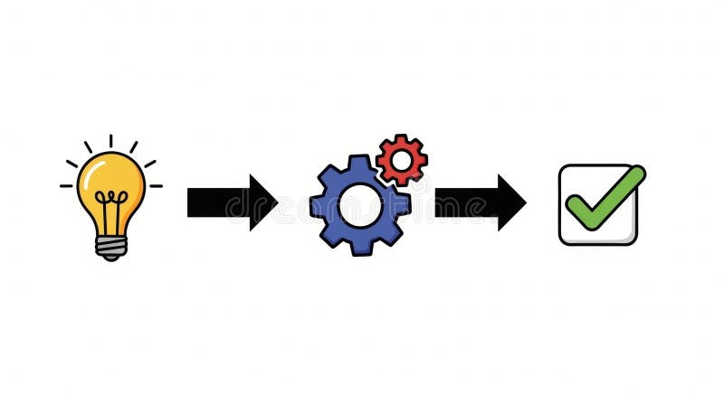 Idea Development Process: from Lightbulb To Checklist Stock ...