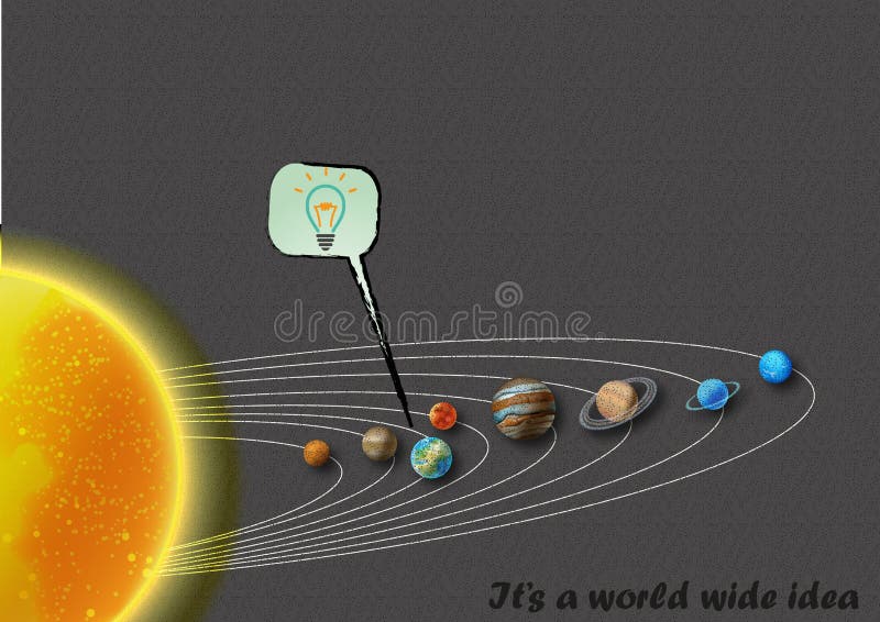 Two Mini Planets Connected By A Bridge Stock Illustration ...