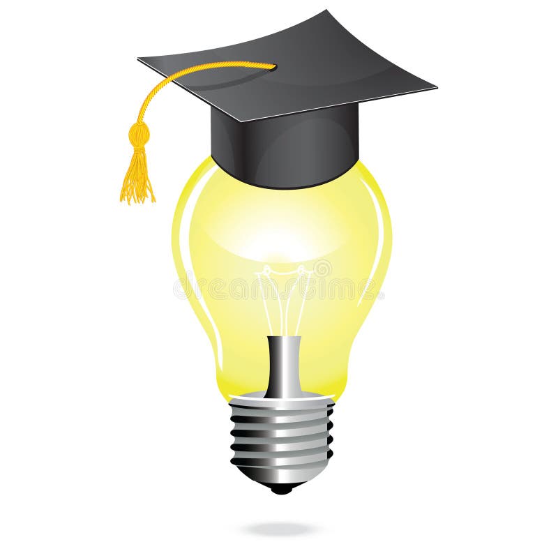 Idea and Education Concept Icon Light Bulb Vector Student Hat Stock ...