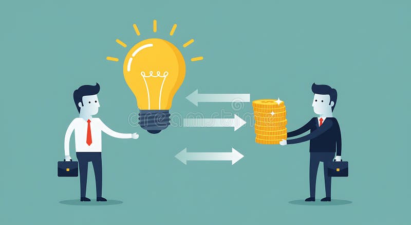 Idea Exchange for Financial Gain Illustrated by Two Businessmen ...