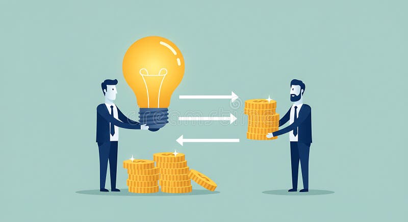 Idea Exchange, Two Businessmen Trading Innovation for Financial Gain ...