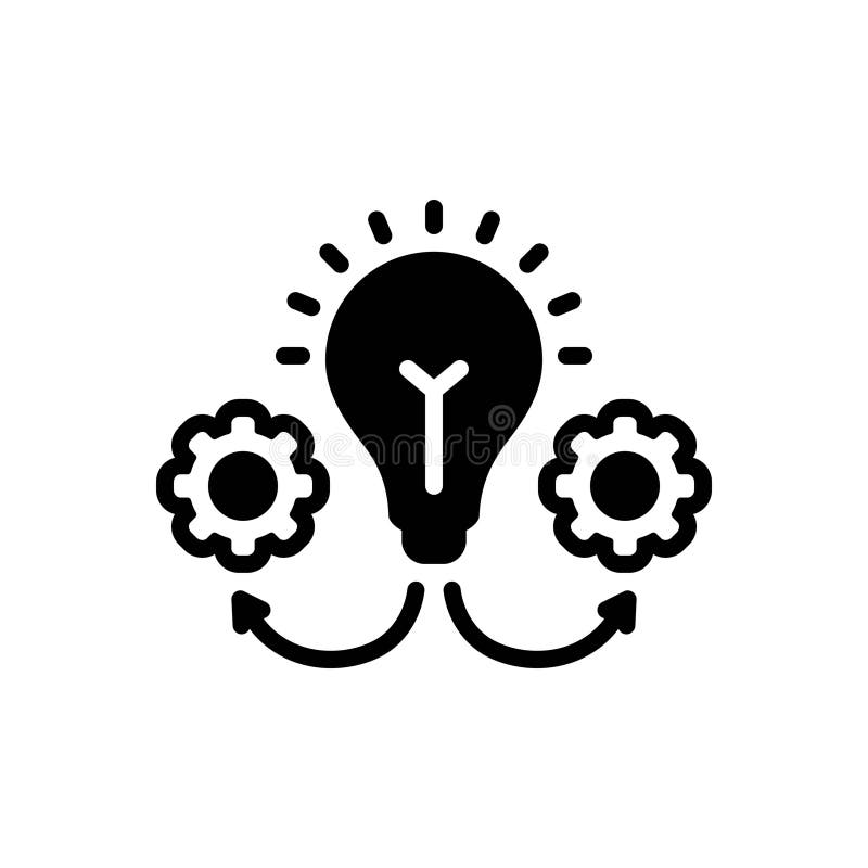 Black Solid Icon for Idea Execution, Idea and Mechanical Stock ...