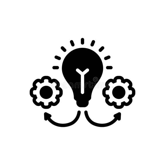 Black Solid Icon for Idea Execution, Idea and Mechanical Stock ...