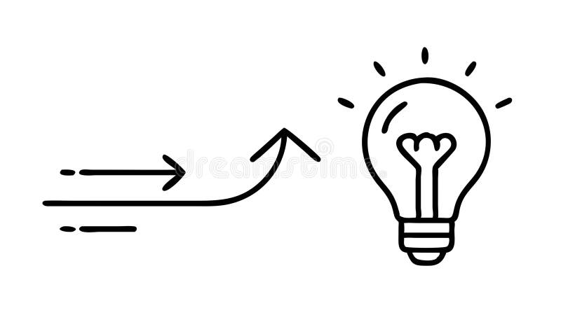 Idea Flow Arrow Lightbulb Icon, Creative Process Path, Vector Design ...
