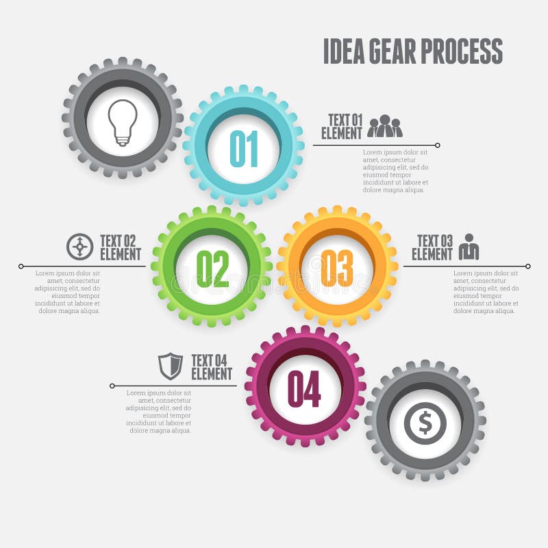 Idea Gear Process Infographic Stock Vector - Illustration of vector ...