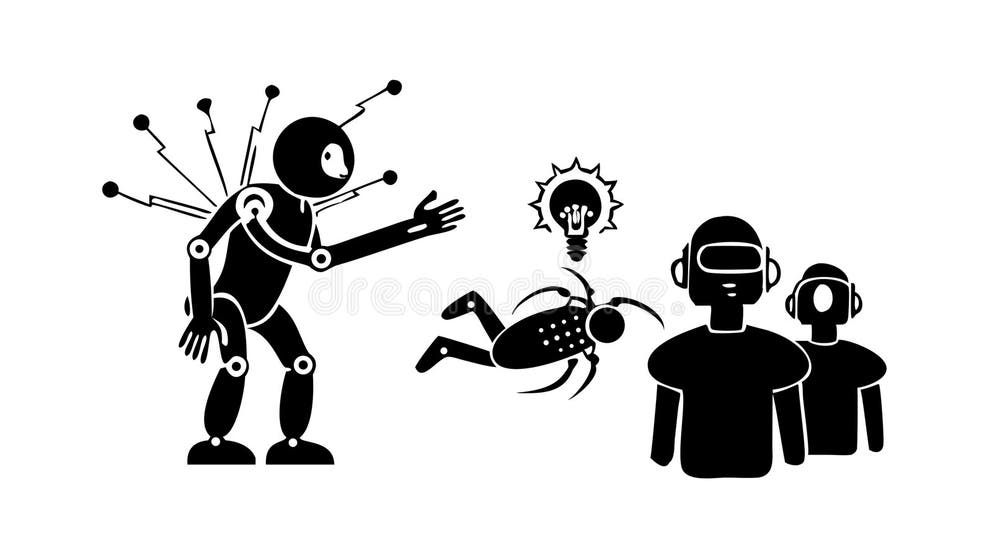 Idea Generation AI: Humans Robots Brainstorming Concept, Vector Design ...