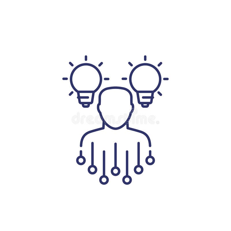 Idea Generation Icon on White, Line Vector Stock Vector - Illustration ...