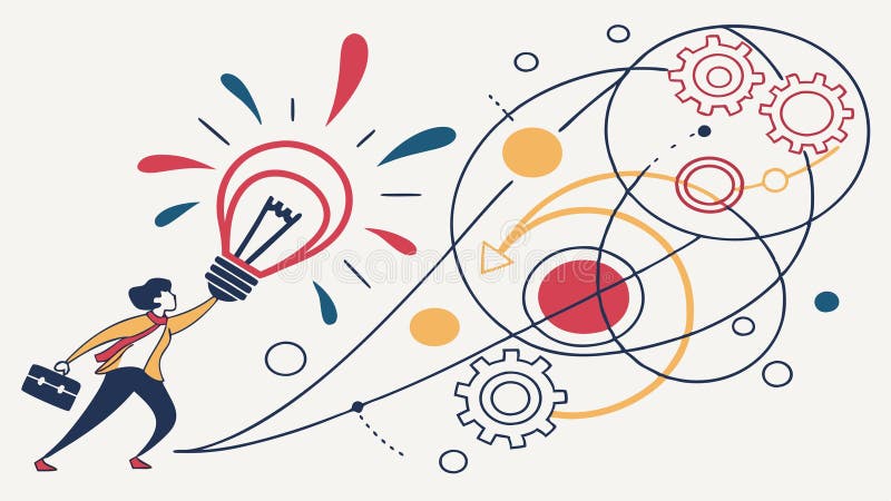 Idea Generation Progress, Figure with Lightbulb Head Vector, Vector ...