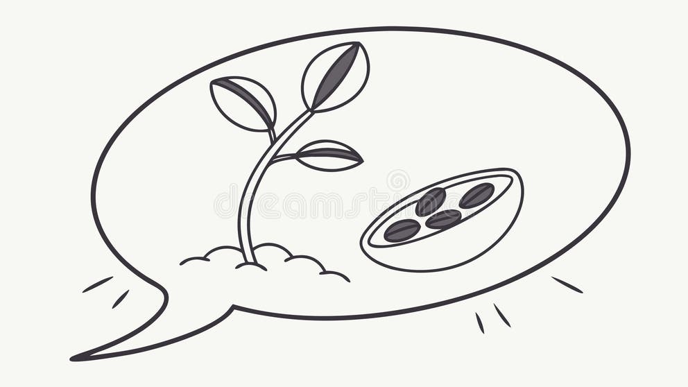 Idea Germination Concept with Sprout and Seed in Speech Bubble, Vector ...
