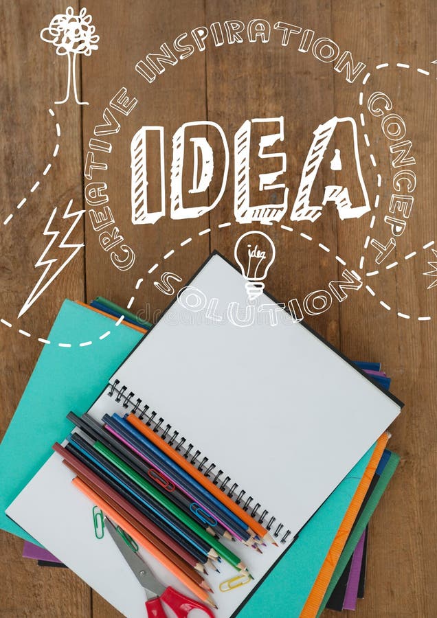 Idea Graphics Text Written on Table with Notebook Stock Image - Image ...