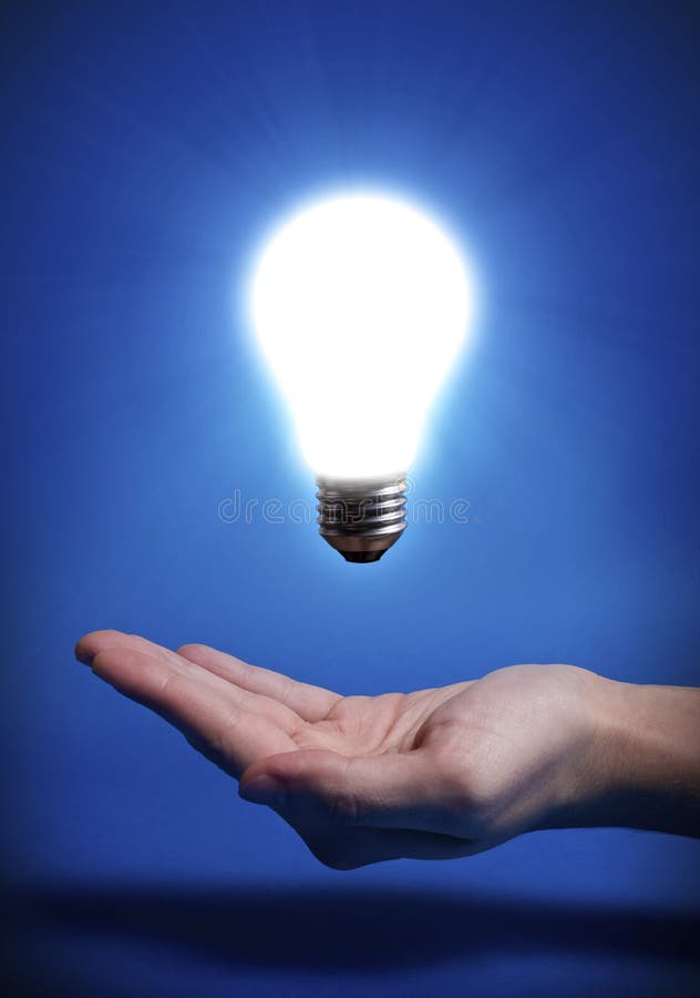 Light bulb and hand stock image. Image of incandescent - 18170269