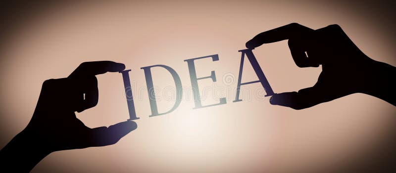 Idea - Human Hands Holding Black Silhouette Word Stock Illustration ...