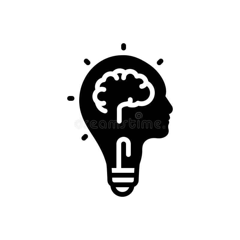 Black Solid Icon for Idea, Brain and Memory Stock Illustration ...