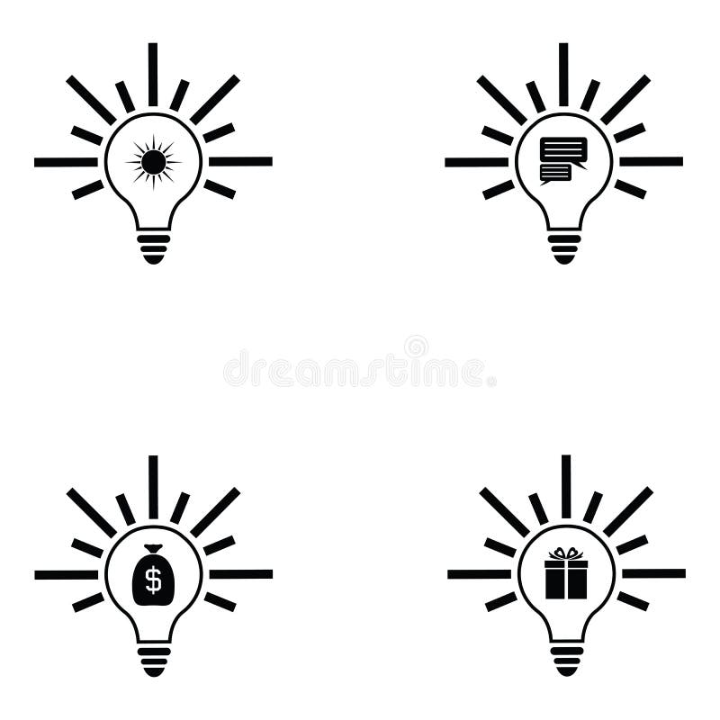 Idea icon set stock vector. Illustration of bulb, white - 107349296