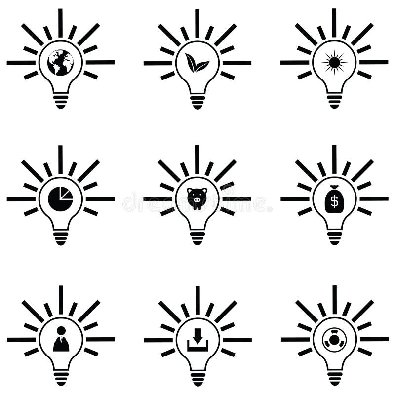 Idea icon set stock vector. Illustration of line, graphic - 107364216
