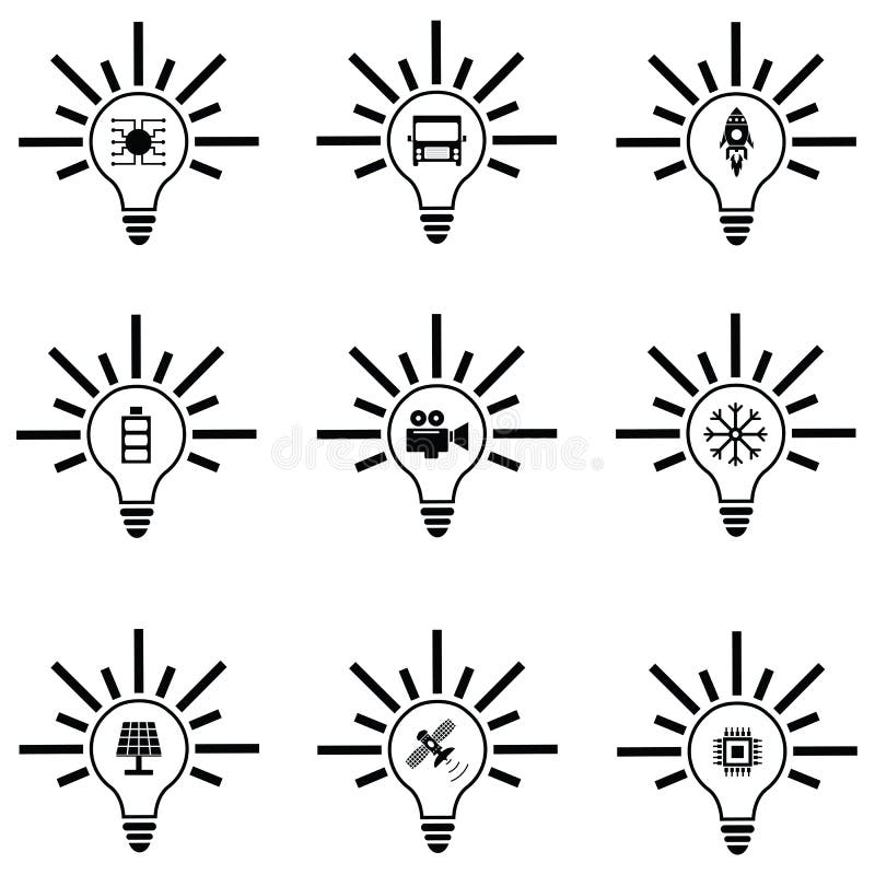 Idea icon set stock vector. Illustration of vector, illumination ...