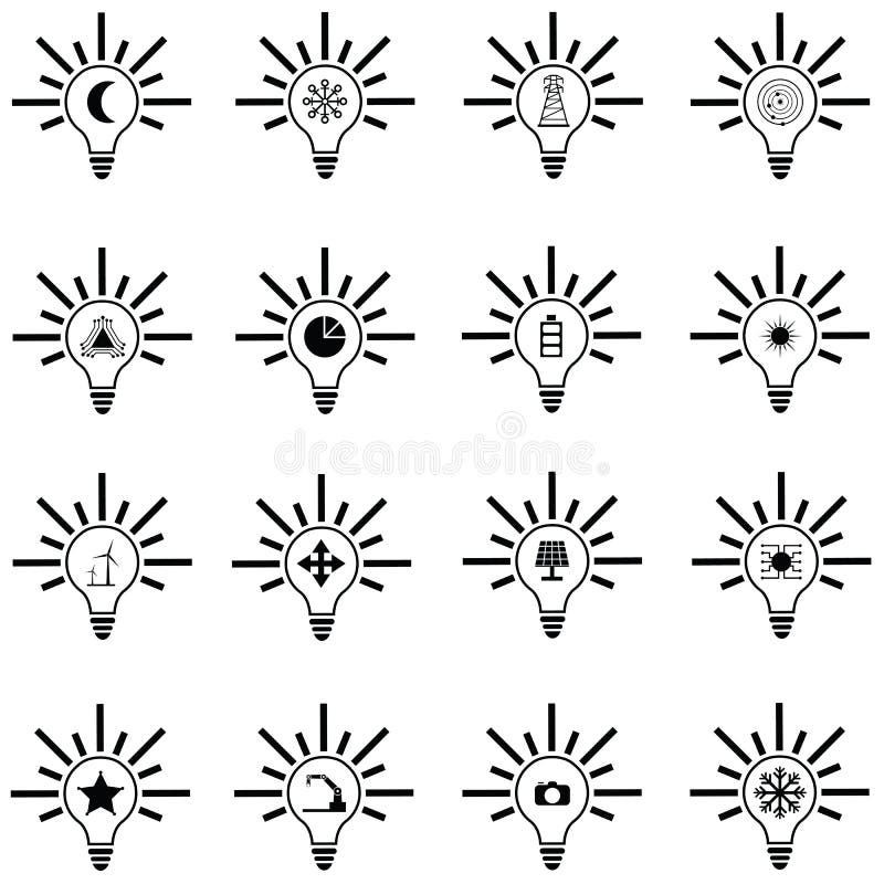Idea icon set stock illustration. Illustration of white - 107799280
