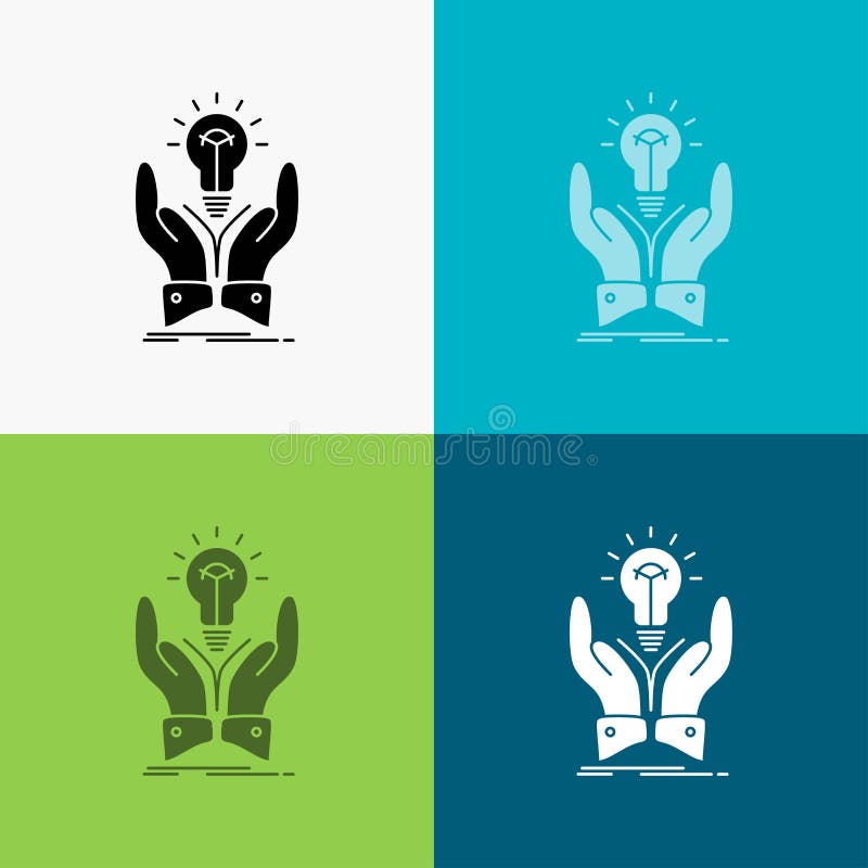 Idea, Ideas, Creative, Share, Hands Icon Over Various Background. Glyph ...