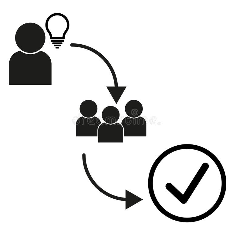 Idea Implementation Icon. Teamwork Process Symbol. Group Decision ...