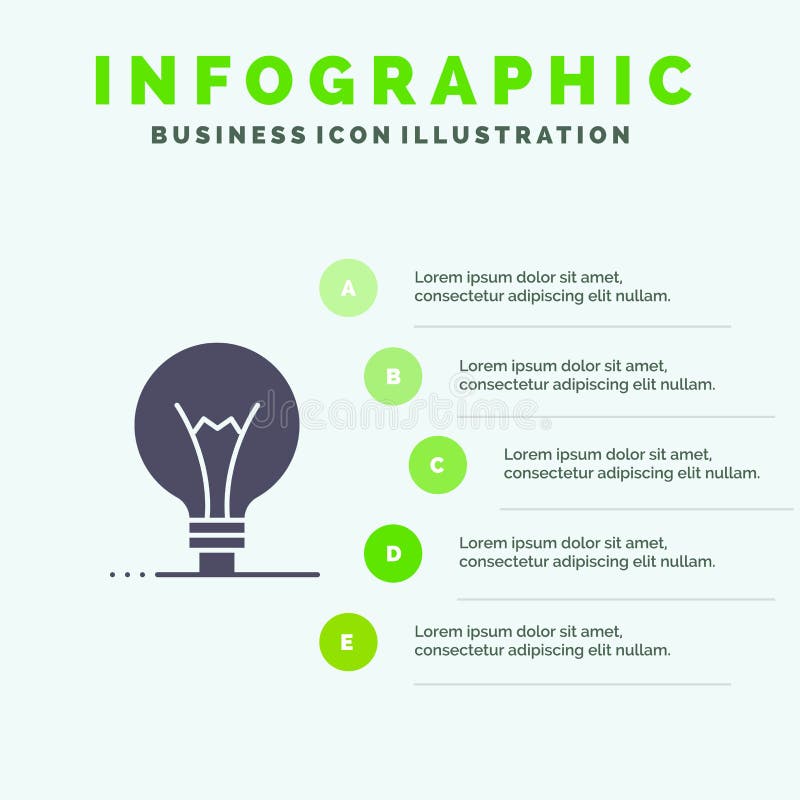 Idea, Innovation, Invention, Light Bulb Solid Icon Infographics 5 Steps ...