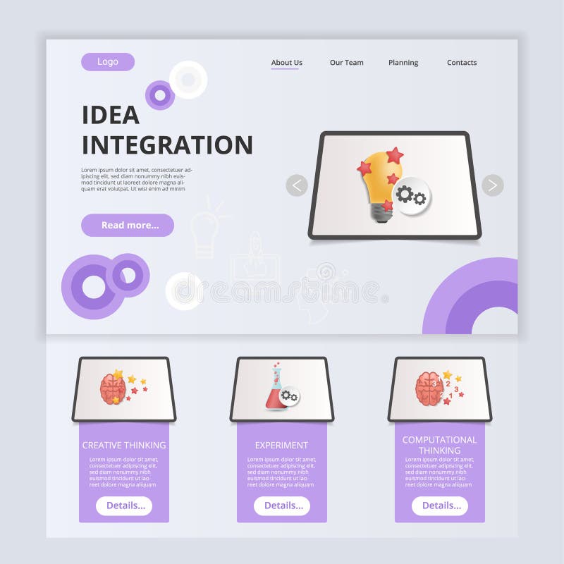 Idea Integration Flat Landing Page Website Template. Creative Thinking ...