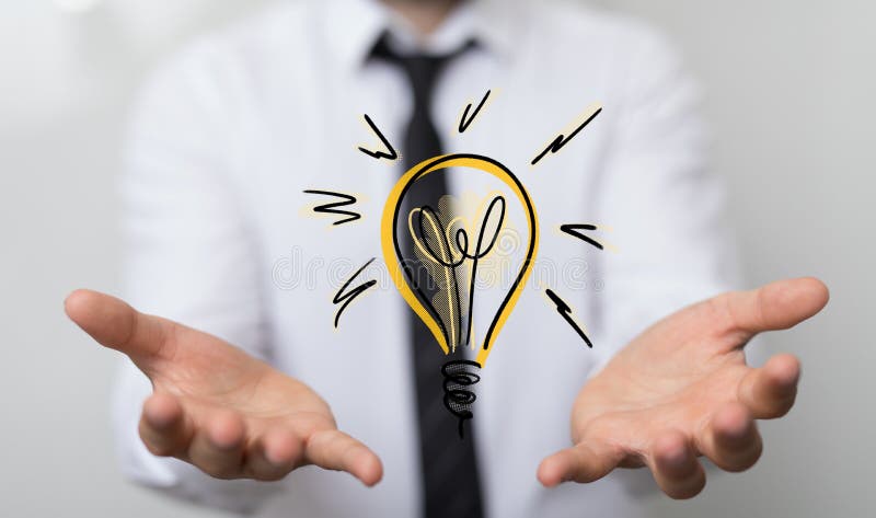 A Idea Lamp Concept in Hand Stock Photo - Image of interaction, hand ...