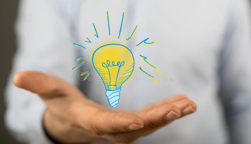 A Idea Lamp Concept in Hand Stock Image - Image of idea, electricity ...