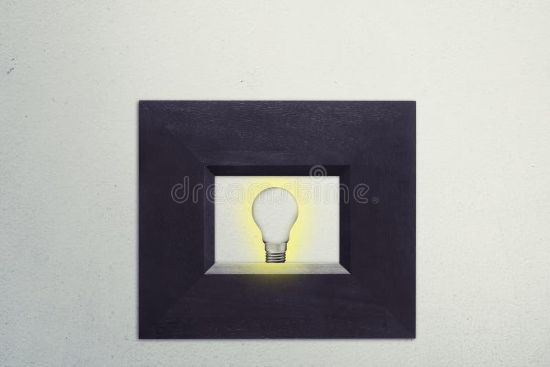 Idea lamp in frame stock photo. Image of blank, grunge - 34462896