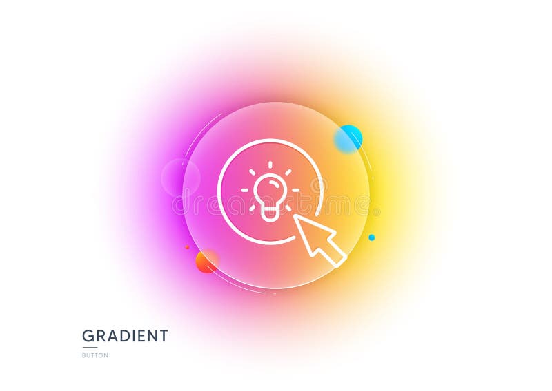 Idea Lamp Line Icon. Mouse Cursor Sign. Gradient Blur Button. Vector ...
