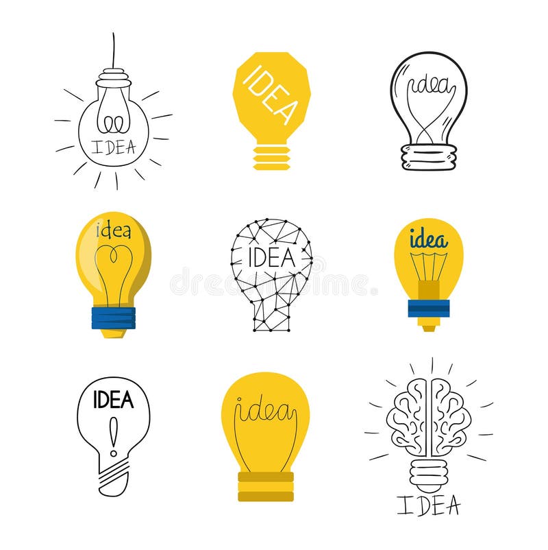 Idea lamp vector icon stock vector. Illustration of inspiration - 75874604