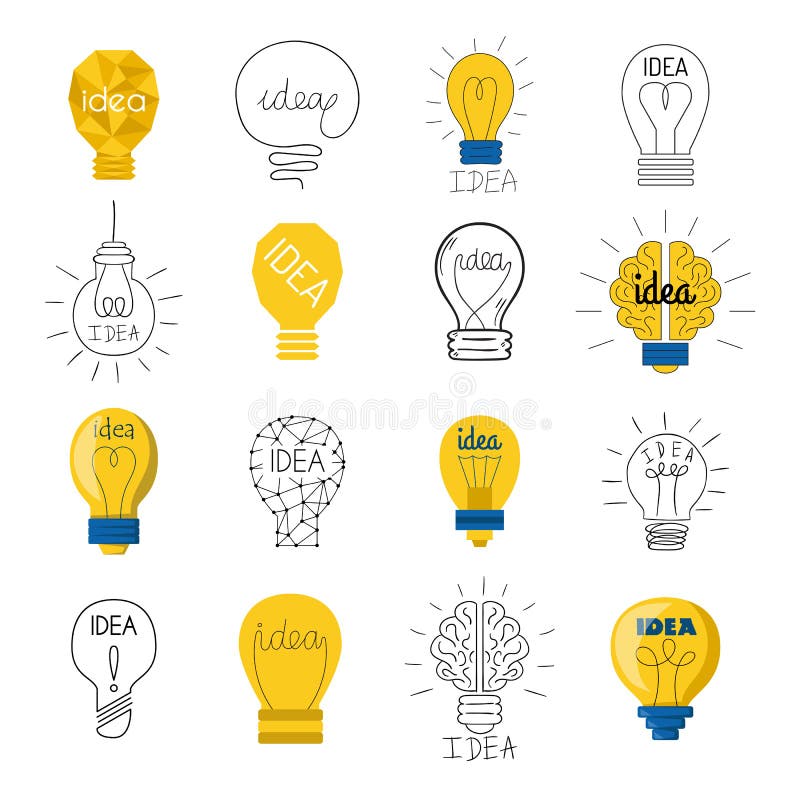 Idea lamp vector set. stock vector. Illustration of bright - 75410533