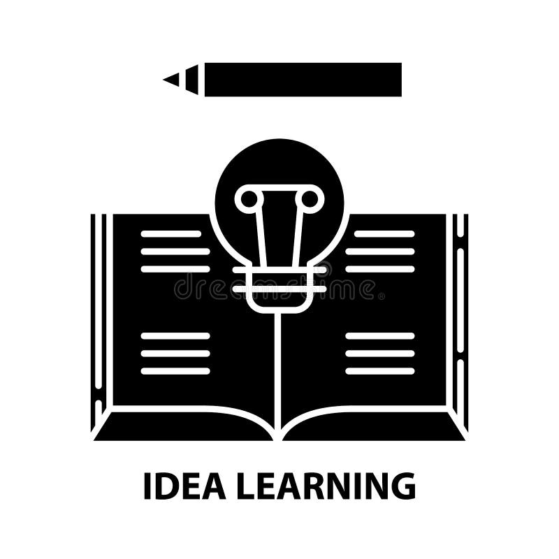 Idea Learning Icon, Black Vector Sign with Editable Strokes, Concept ...