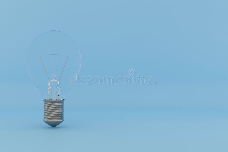 Idea Light Bulb on Blue Flat Lay Template Edison Retro Light Bulb for ...