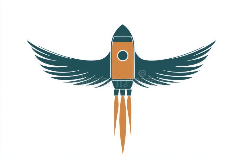 The Idea of a Light Bulb Equipped with Wings and Rockets Flying through ...